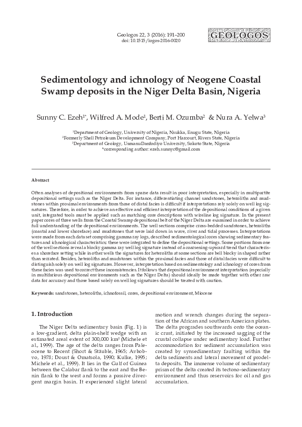 (PDF) Sedimentology and ichnology of Neogene Coastal Swamp deposits in ...