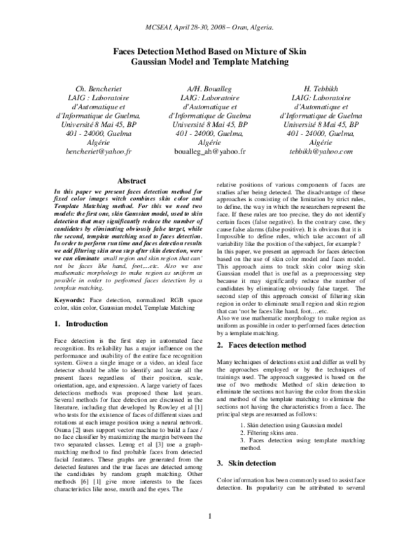 Pdf Faces Detection Method Based On Mixture Of Skin Gaussian Model