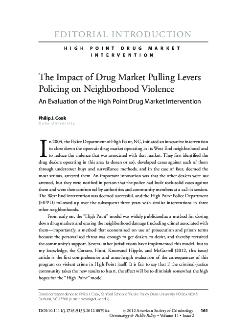 (PDF) The Impact of Drug Market Pulling Levers Policing on Neighborhood ...