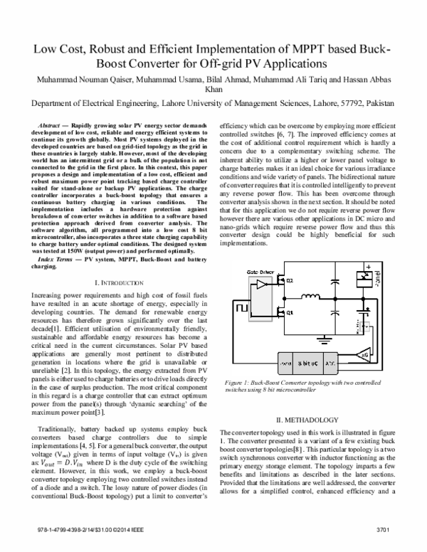 Pdf Low Cost Robust And Efficient Implementation Of Mppt Based Buck