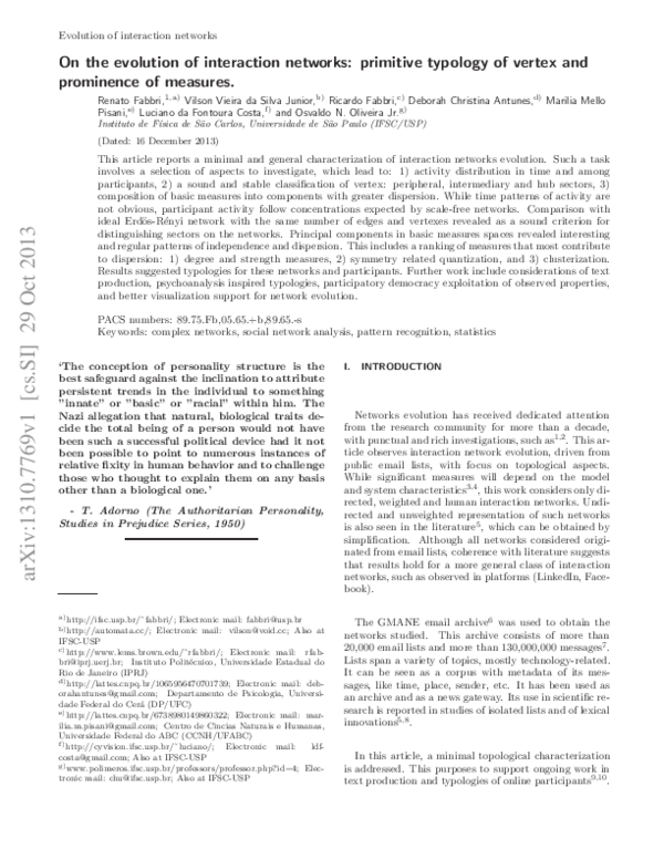 (PDF) On the evolution of interaction networks: primitive typology of ...
