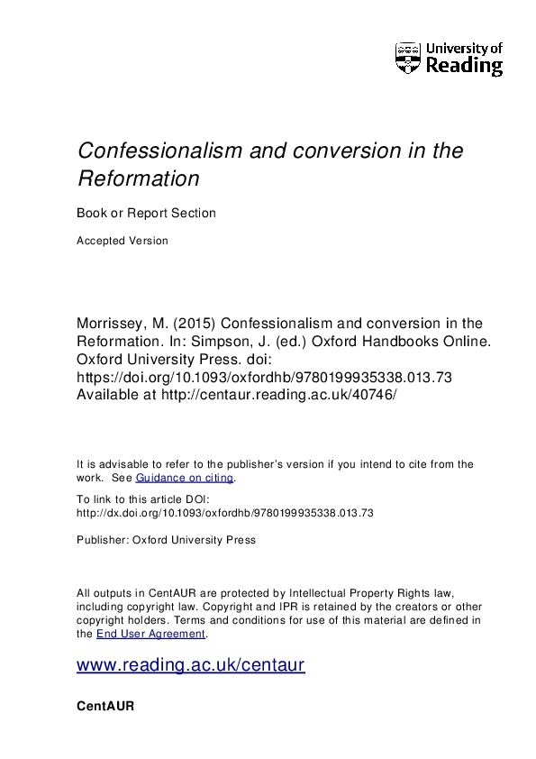 (PDF) Confessionalism and Conversion in the Reformation