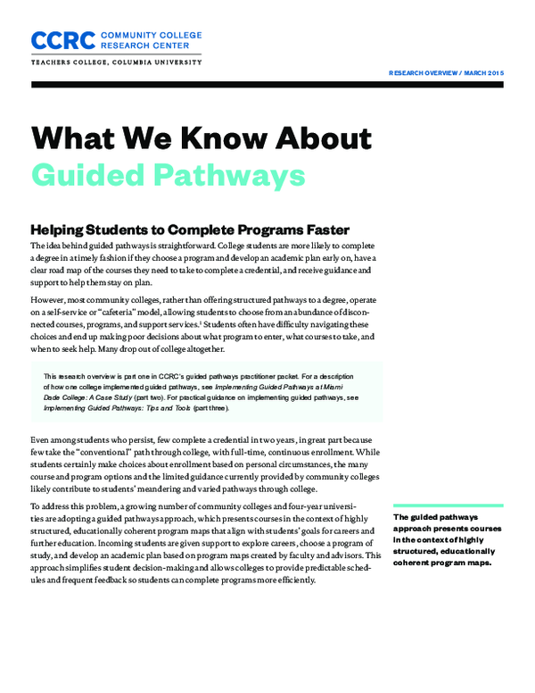 (PDF) What We Know About Guided Pathways
