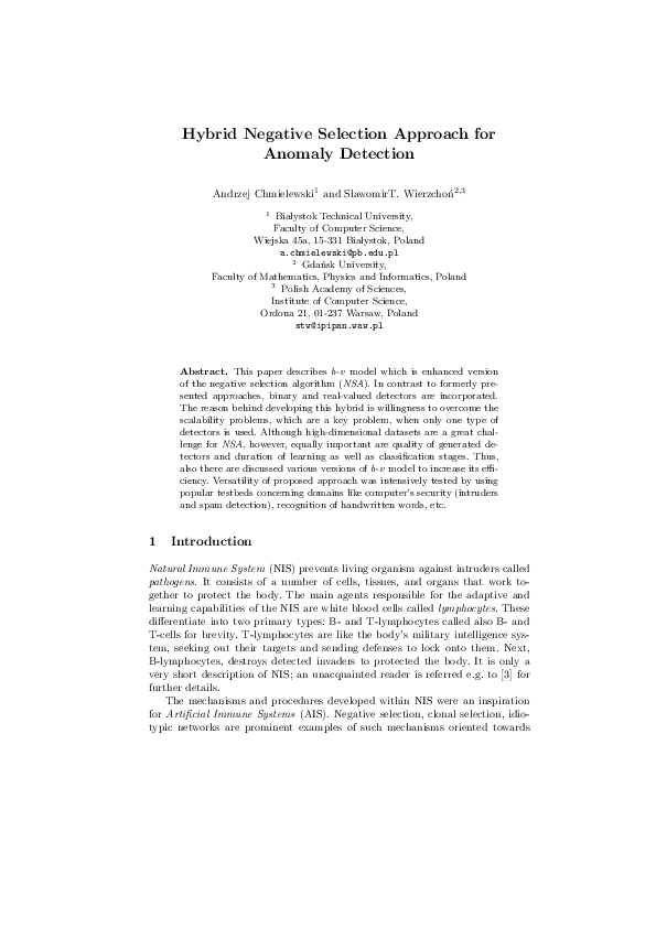 (PDF) Hybrid Negative Selection Approach for Anomaly Detection