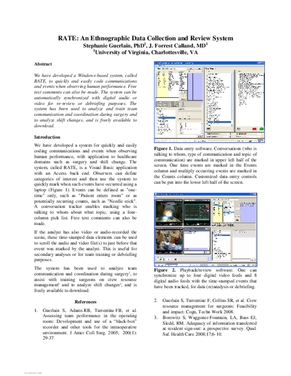 (PDF) RATE: an ethnographic data collection and review system