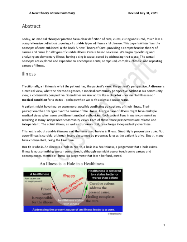 (PDF) CURE A Summary Based on the New Theory of Cure