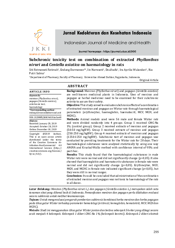 (PDF) Subchronic toxicity test on combination of extracted Phyllanthus ...
