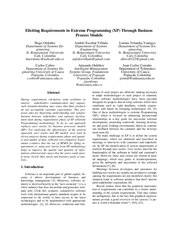 (PDF) Eliciting Requirements in Extreme Programming (XP) Through ...