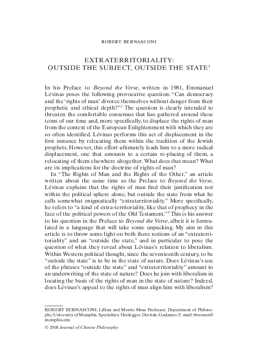 (PDF) Extraterritoriality: Outside the Subject, Outside the State 1