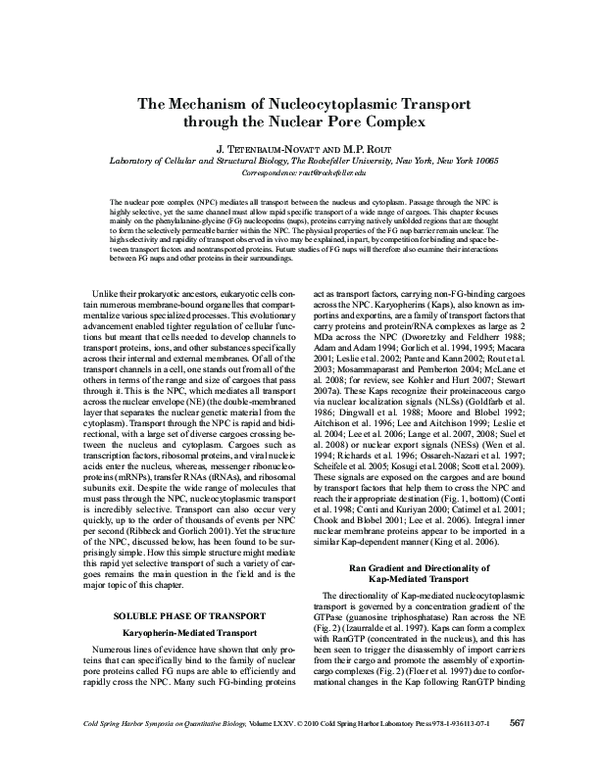 (PDF) The Mechanism of Nucleocytoplasmic Transport through the Nuclear ...