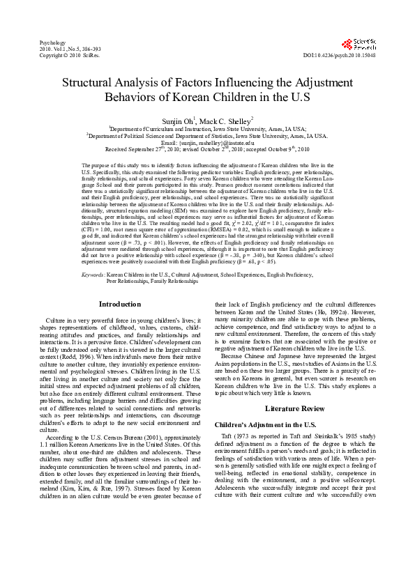 (PDF) Structural Analysis of Factors Influencing the Adjustment ...