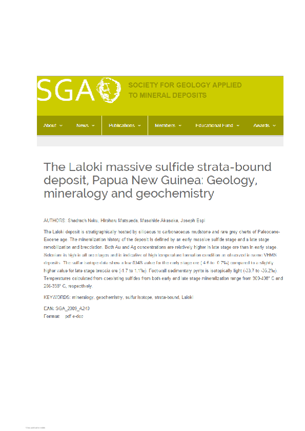 (PDF) The Laloki massive sulfide strata-bound deposit, Papua New Guinea ...