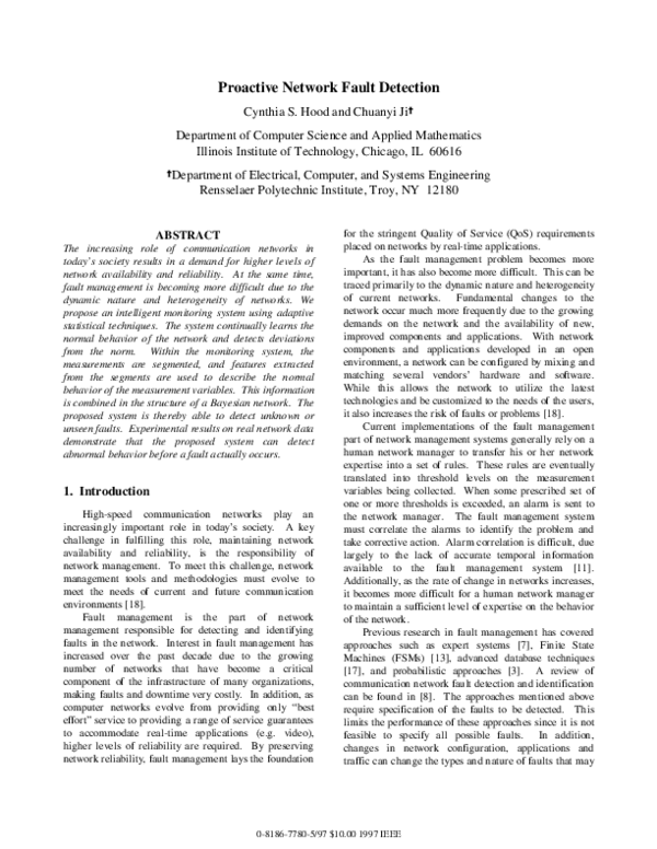 (PDF) Proactive network fault detection