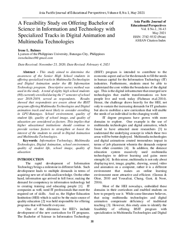 (PDF) A Feasibility Study on Offering Bachelor of Science in ...