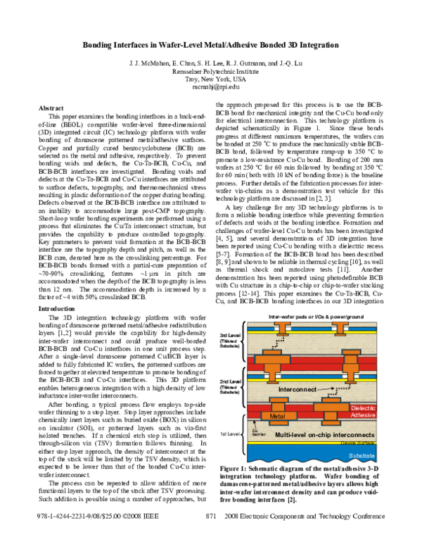 (PDF) Bonding interfaces in wafer-level metal/adhesive bonded 3D ...
