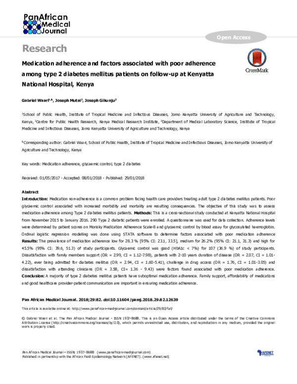 (PDF) Medication adherence and factors associated with poor adherence ...