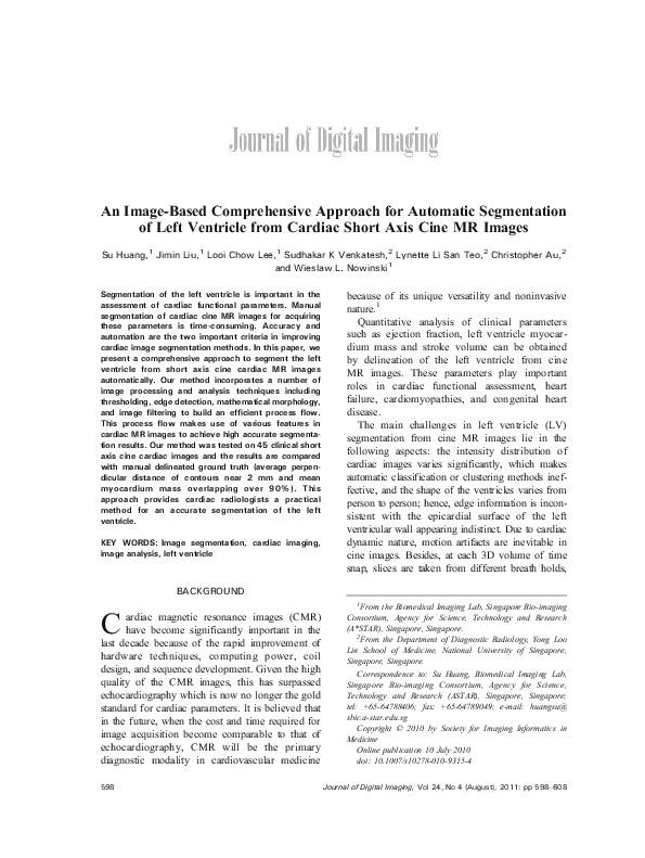 Pdf An Image Based Comprehensive Approach For Automatic Segmentation