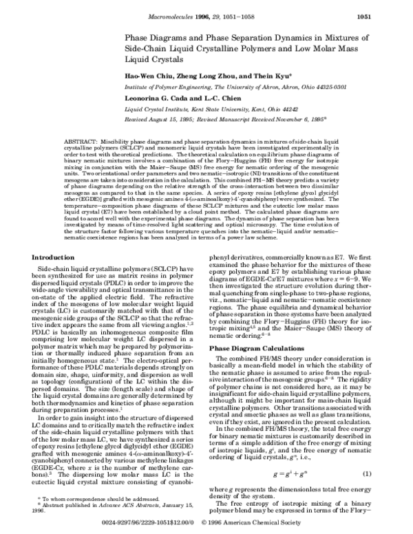 (PDF) Phase Diagrams and Phase Separation Dynamics in Mixtures of Side ...