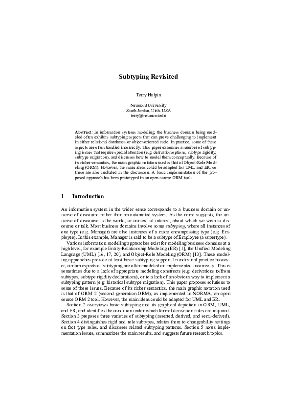 (PDF) Subtyping Revisited