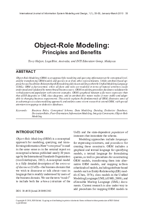 (PDF) Object-Role Modeling