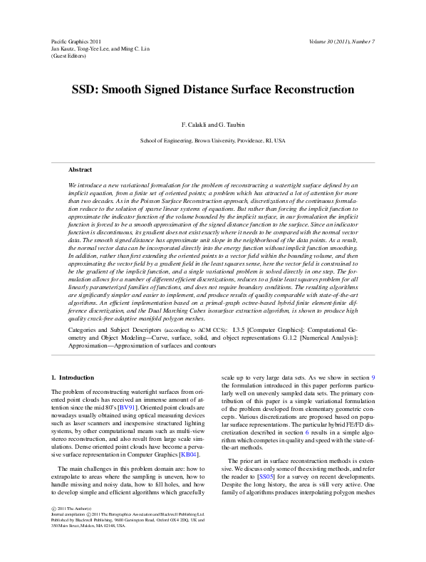 (PDF) SSD: Smooth Signed Distance Surface Reconstruction