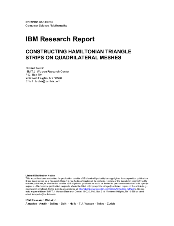 (PDF) Constructing Hamiltonian Triangle Strips on Quadrilateral Meshes