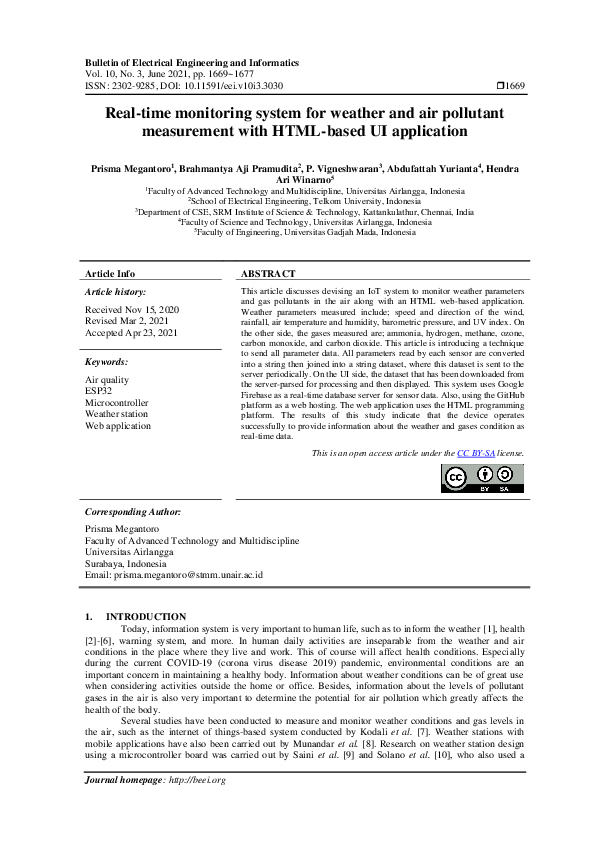 Pdf Real Time Monitoring System For Weather And Air Pollutant Measurement With Html Based Ui