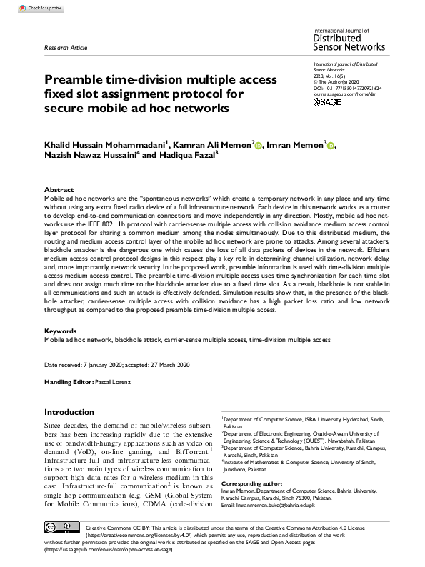 Pdf Preamble Time Division Multiple Access Fixed Slot Assignment