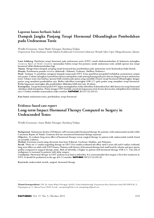 (PDF) Dampak Jangka Panjang Terapi Hormonal Dibandingkan Pembedahan ...