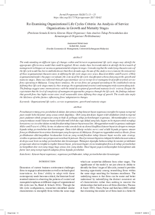 (PDF) Re-Examining Organizational Life Cycles Criteria: An Analysis of ...