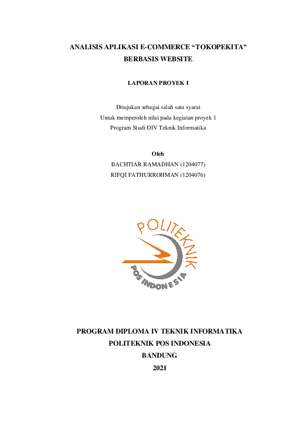 Pdf Laporan Analisis Aplikasi E Commerce Tokopekita Berbasis Website