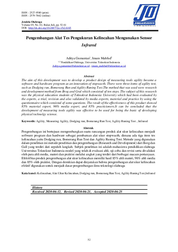 (PDF) Pengembangan Alat Tes Pengukuran Kelincahan Mengunakan Sensor ...
