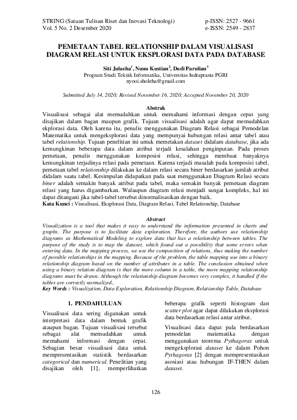Pdf Pemetaan Tabel Relationship Dalam Visualisasi Diagram Relasi Untuk Eksplorasi Data Pada