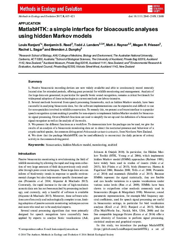 (PDF) MatlabHTK: a simple interface for bioacoustic analyses using ...