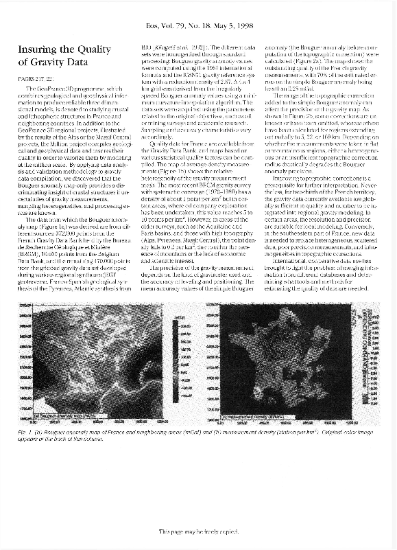 (PDF) Insuring the quality of gravity data