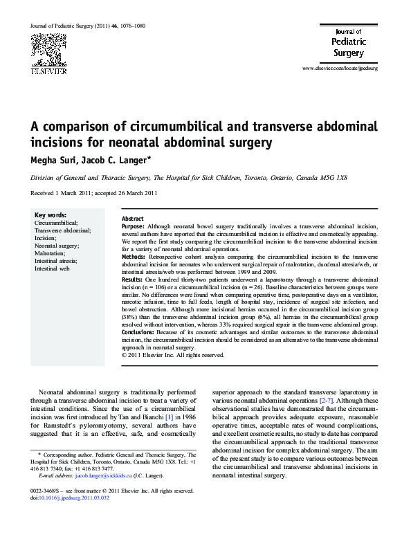(PDF) A comparison of circumumbilical and transverse abdominal ...