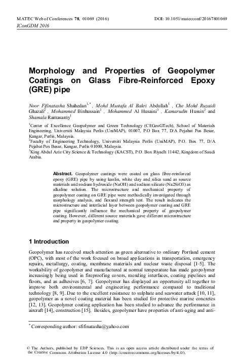 (PDF) Morphology and Properties of Geopolymer Coatings on Glass Fibre ...