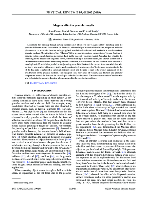 (PDF) Magnus effect in granular media