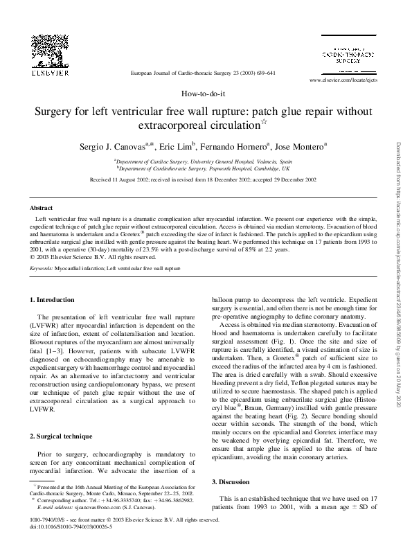 (PDF) Sutureless pericardial patch augmentation for impending left ...