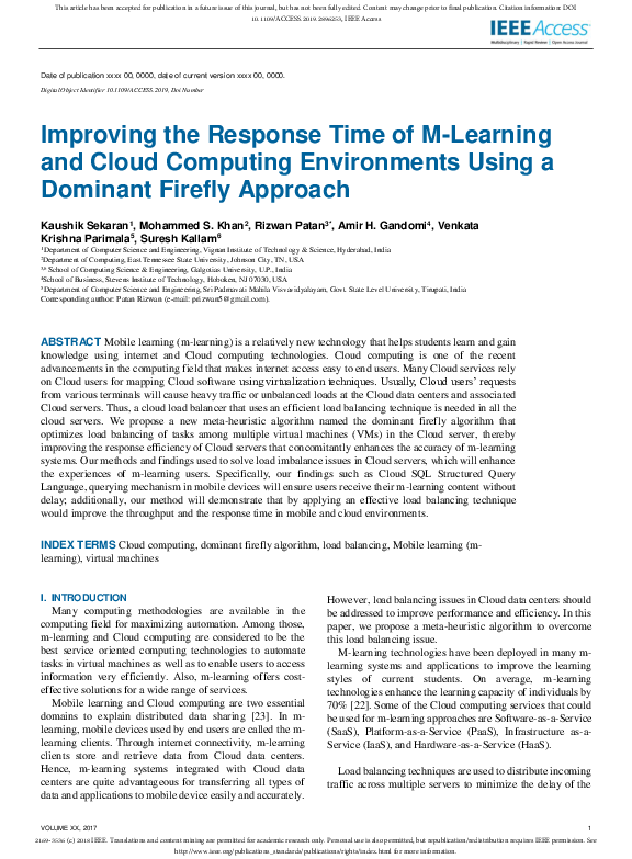 (PDF) Improving the Response Time of M-Learning and Cloud Computing ...