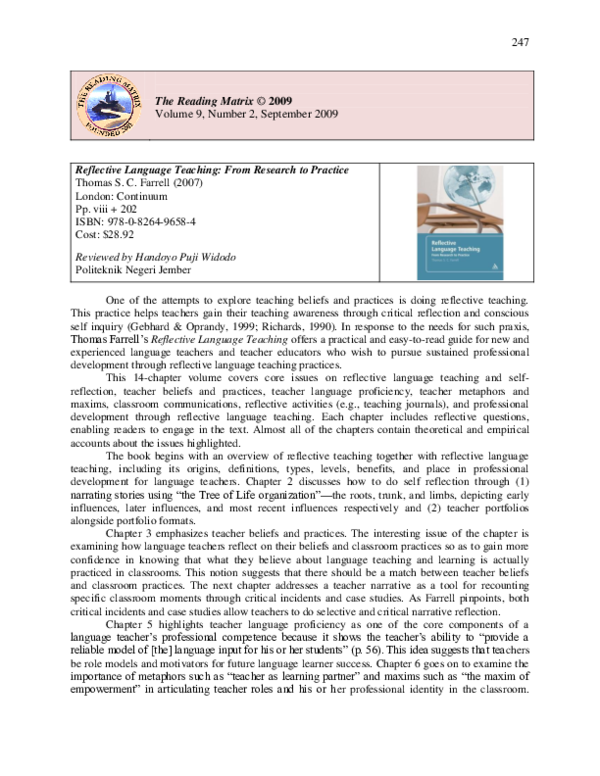 (PDF) Reflective language teaching: From research to practice