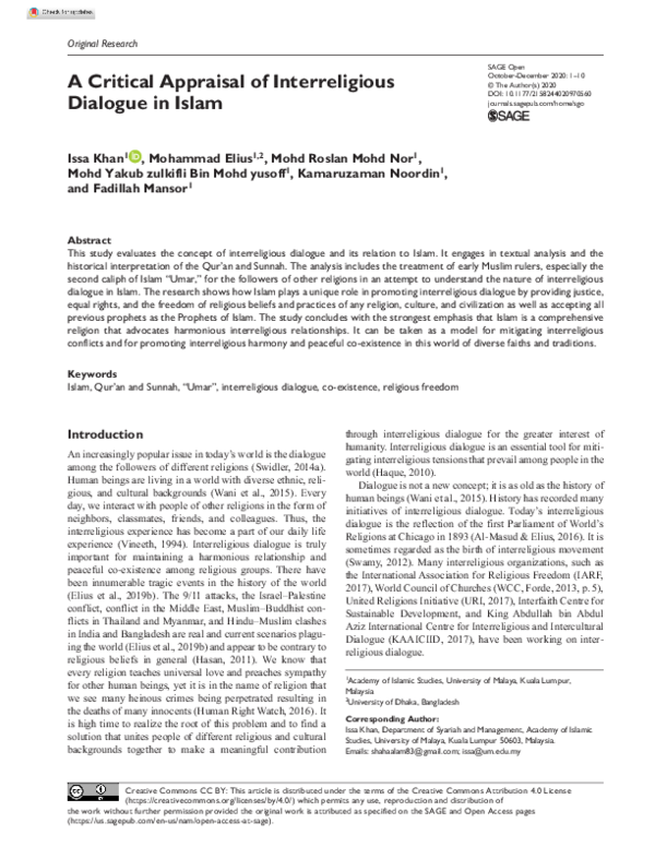 (PDF) A Critical Appraisal of Interreligious Dialogue in Islam