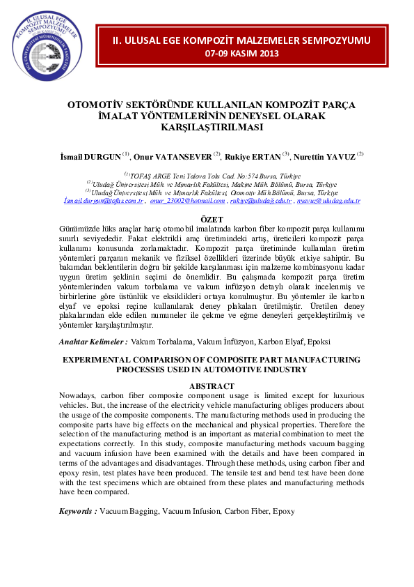 (PDF) Experimental Comparison of Composite Part Manufacturing Processes ...