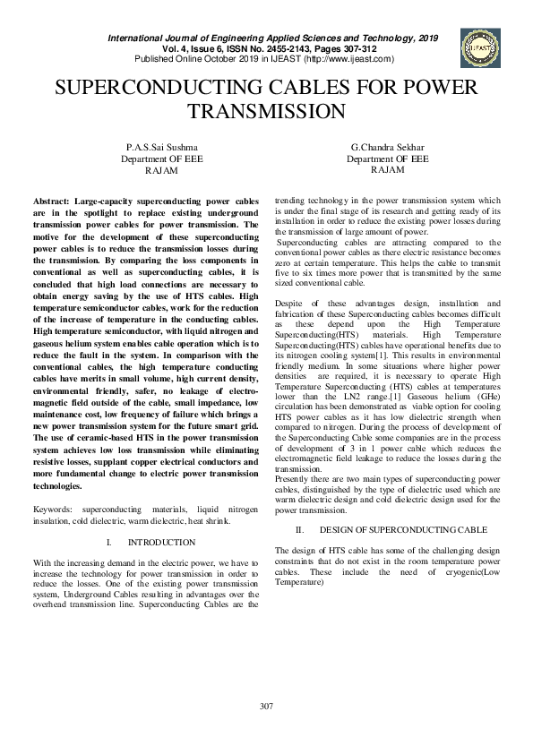 (PDF) Superconducting Cables for Power Transmission