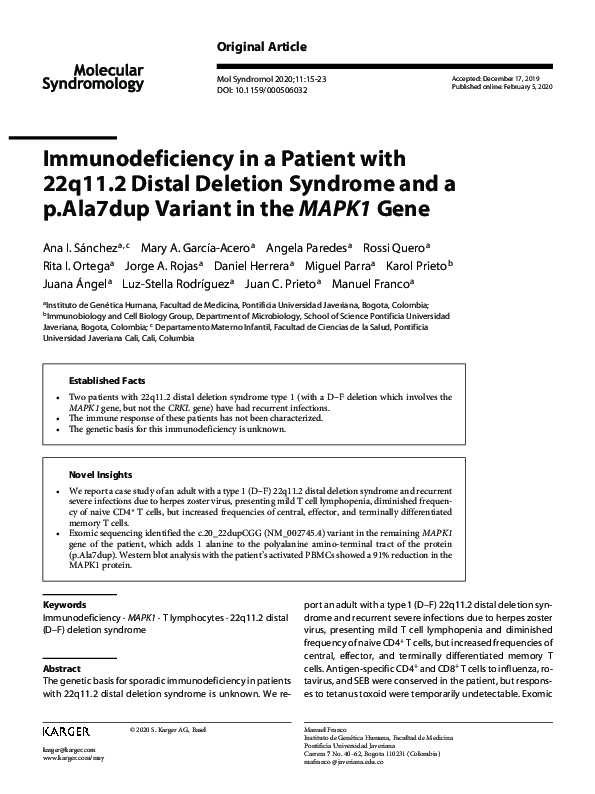 (PDF) Immunodeficiency in a Patient with 22q11.2 Distal Deletion ...
