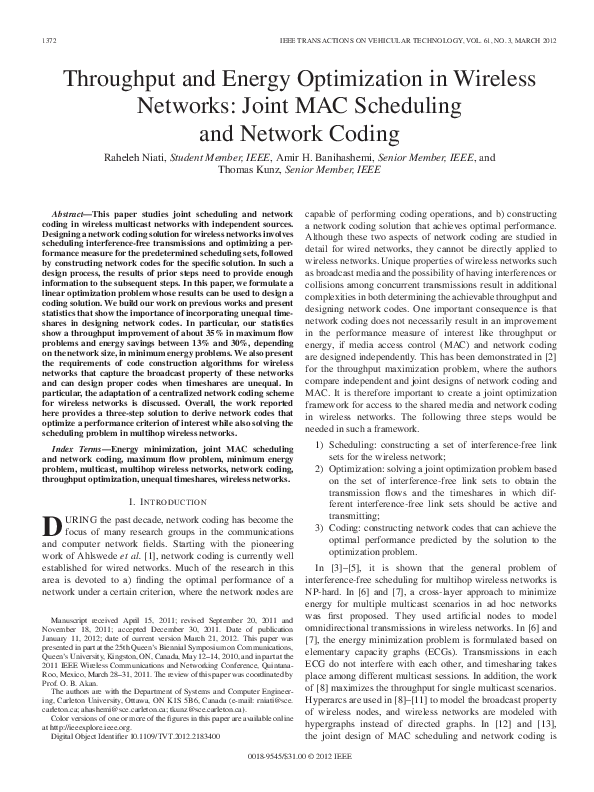 (PDF) Throughput and Energy Optimization in Wireless Networks: Joint MAC Scheduling and Network ...