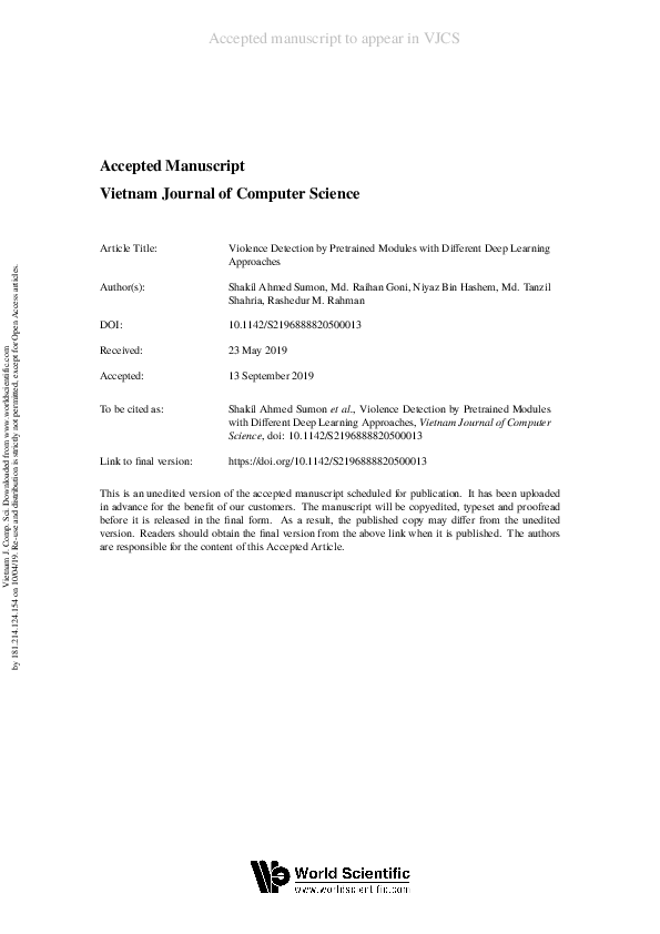 (PDF) Violence Detection by Pretrained Modules with Different Deep ...