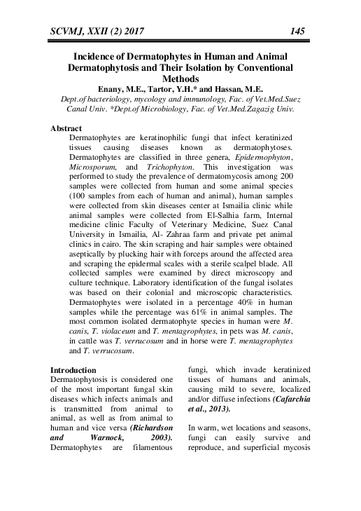 (PDF) Incidence of Dermatophytes in Human and Animal Dermatophytosis ...