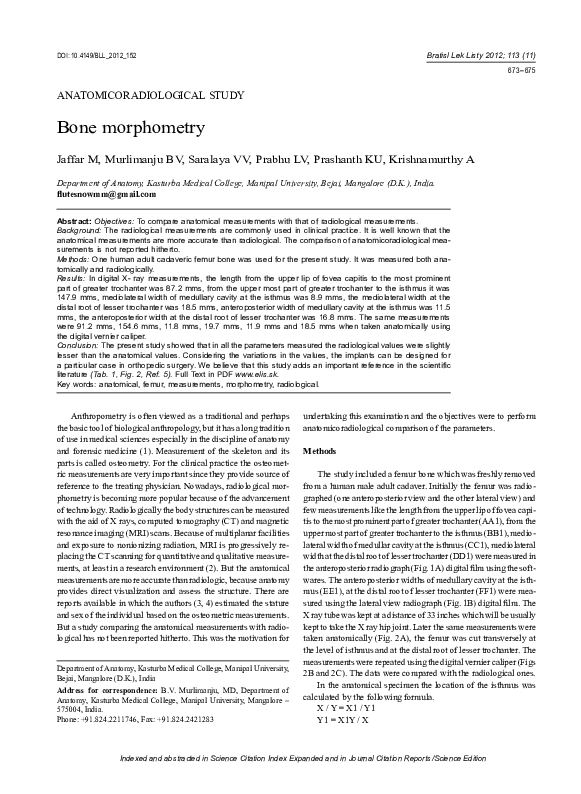 (PDF) Bone morphometry