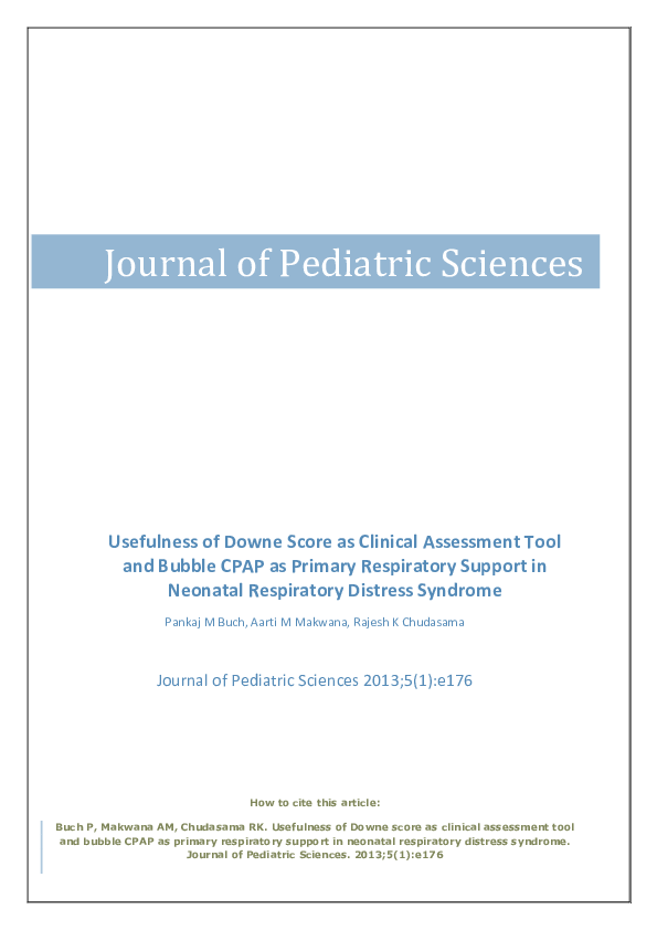(PDF) Usefulness of Downe Score as Clinical Assessment Tool and Bubble ...